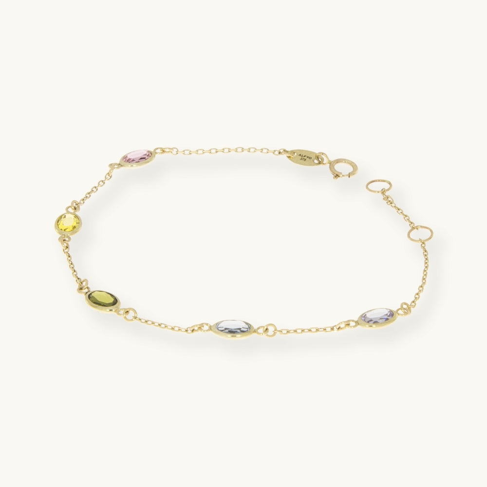 ALFYO Let It Glow Bracciale in Oro giallo con Pietre Colorate